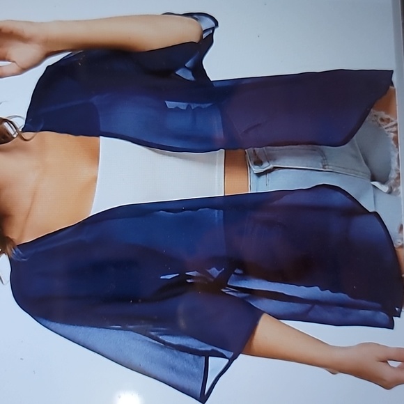 Tops | Navy Blue Casual Cover Up | Poshmark